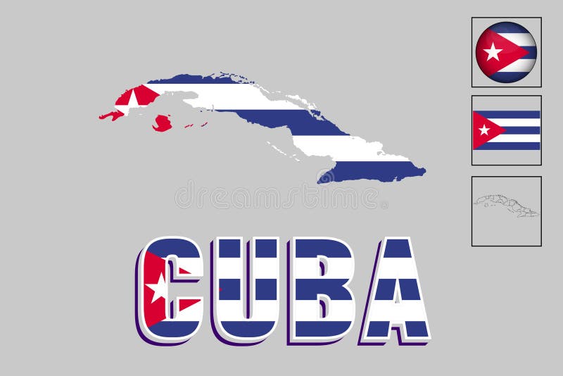 Cuba Flag and Map in Vector Illustration Stock Vector - Illustration of ...