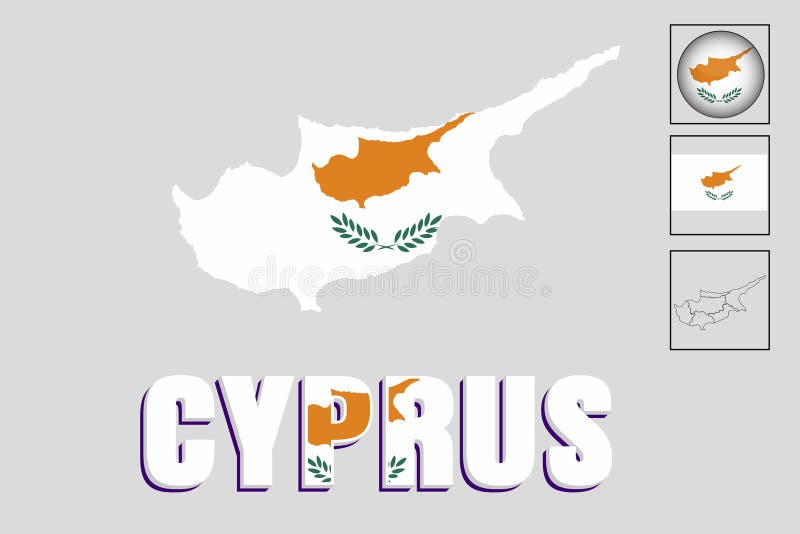Cyprus Flag and Map in Vector Illustration Stock Vector - Illustration ...