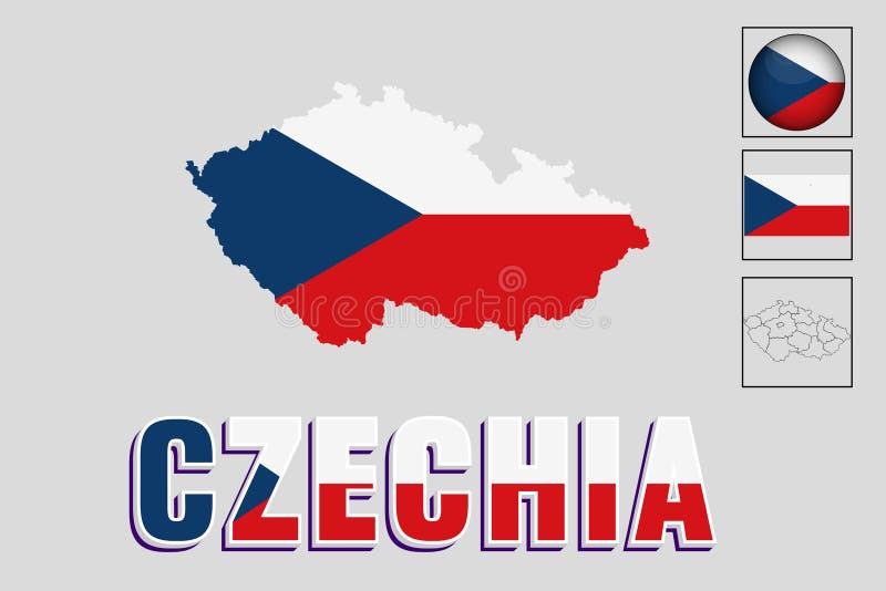 Czechia Flag and Map in Vector Illustration Stock Vector - Illustration ...