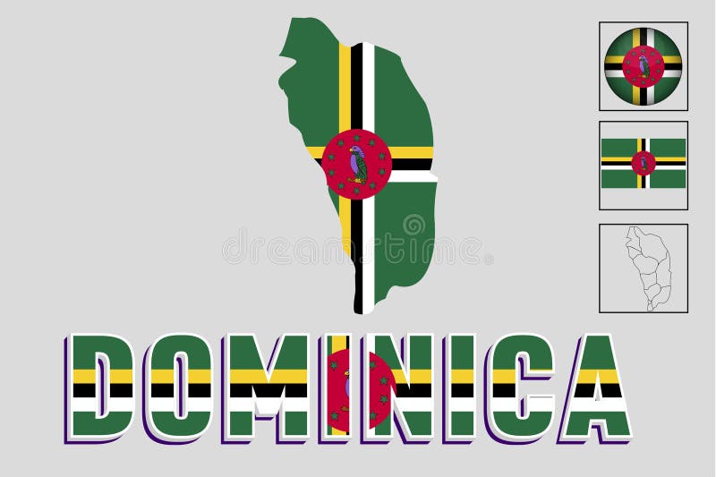Dominica Flag and Map in Vector Illustration Stock Vector ...
