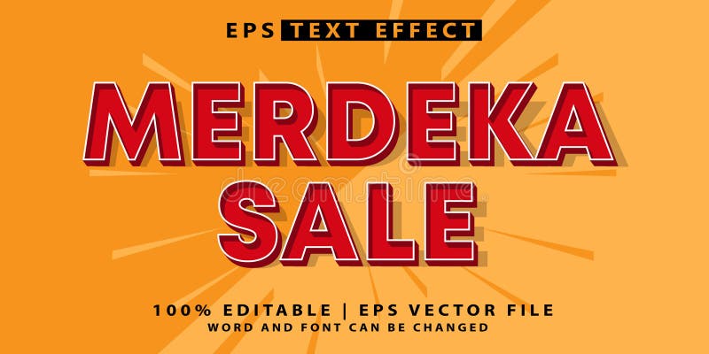 Merdeka Sale Editable 3D Text Effect 3d Text Mockup Stock Vector ...