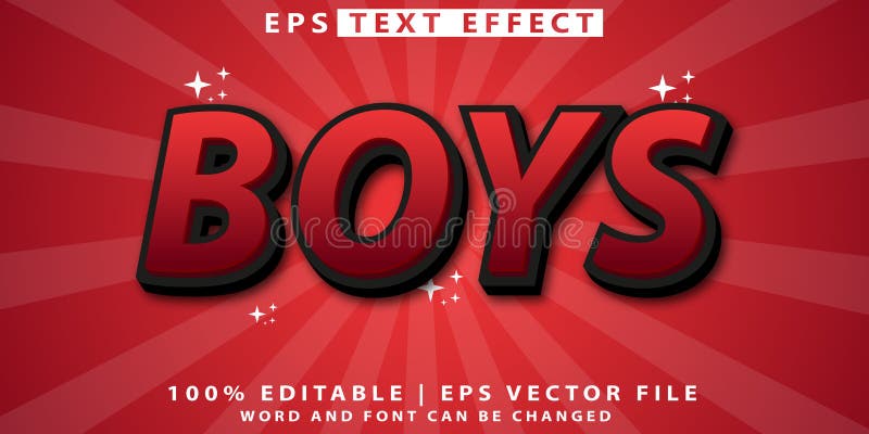 Boys Editable 3D Text Effect 3d Text Mockup Stock Vector - Illustration ...