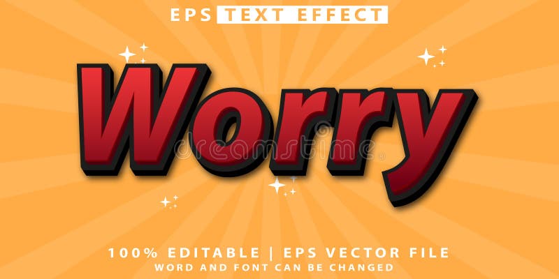 Worry Editable 3D Text Effect 3d Text Mockup Stock Vector ...