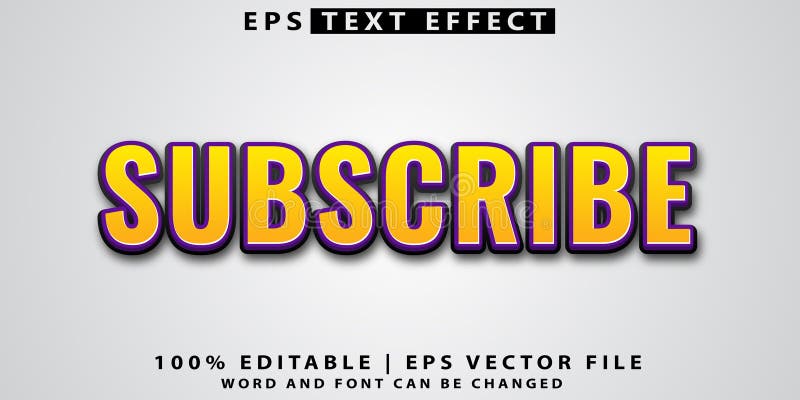 Subscribe Editable 3D Text Effect 3d Text Mockup Stock Vector ...