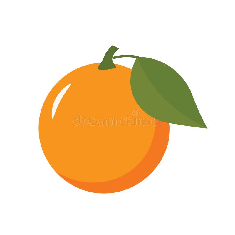 Whole Sweet Orange Fruit with Leaf, Vector Image Stock Vector ...