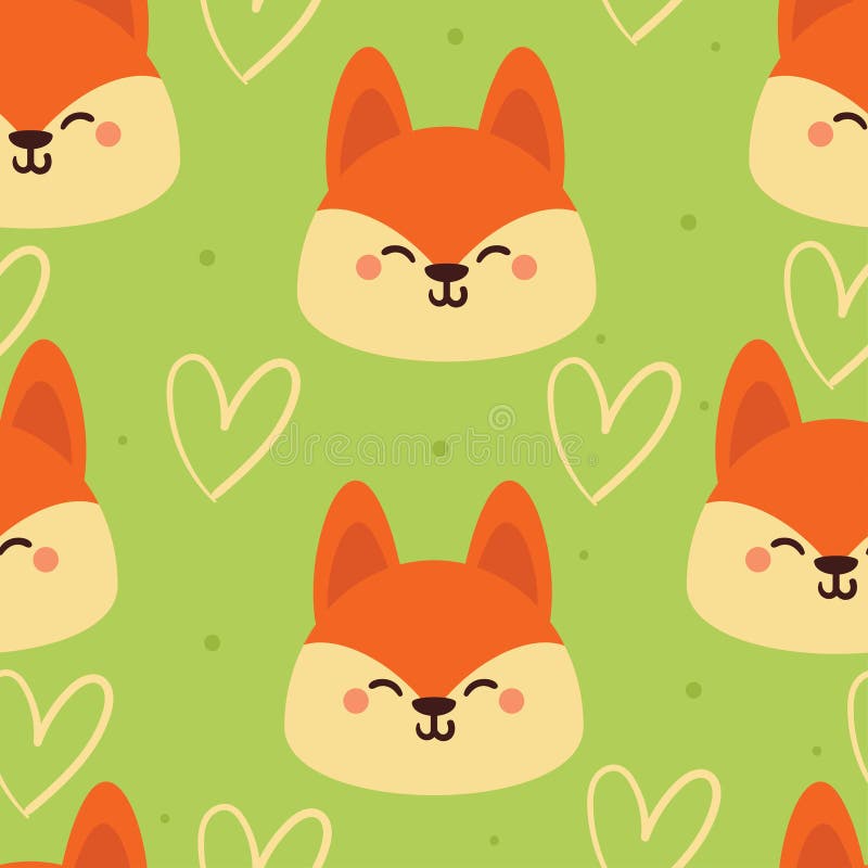 Seamless Pattern Cartoon Fox Stock Vector - Illustration of pattern ...
