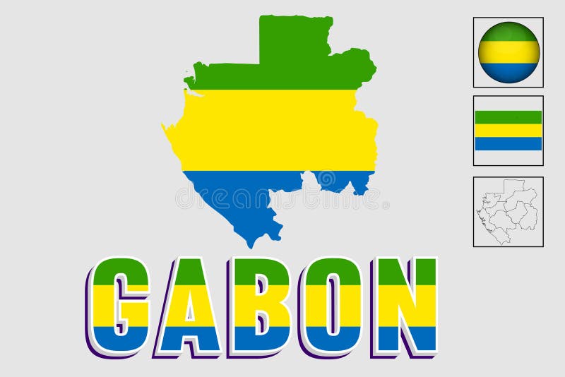 Gabon Flag and Map in a Vector Graphic Stock Vector - Illustration of ...