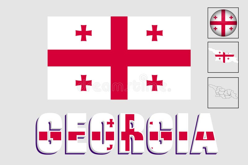 Georgia Flag and Map in a Vector Graphic Stock Vector - Illustration of ...