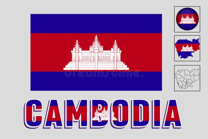 Cambodia Flag and Map in a Vector Graphic Stock Vector - Illustration ...