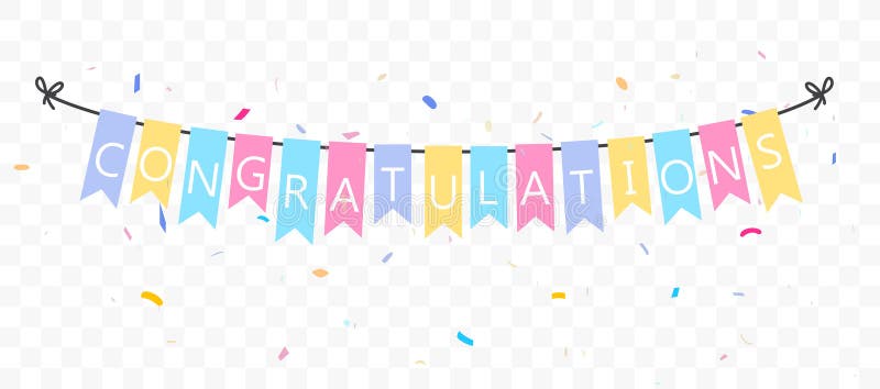 Congratulations Banner with Colorful Pastel Color Bunting Flags Stock ...