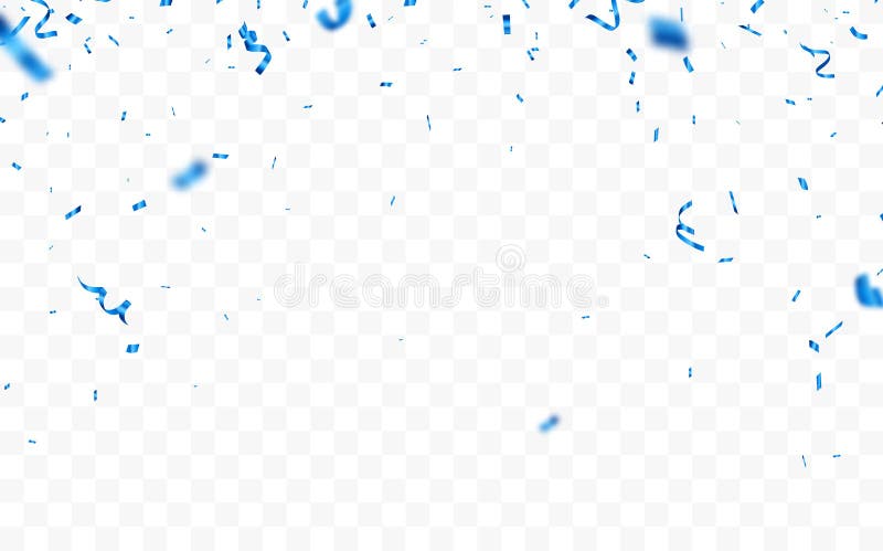 Blue Confetti and Ribbon Banner, Isolated on Transparent Background ...