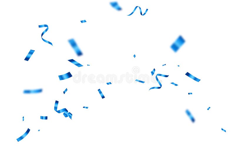 Blue Confetti and Ribbon Banner, Isolated on Transparent Background ...