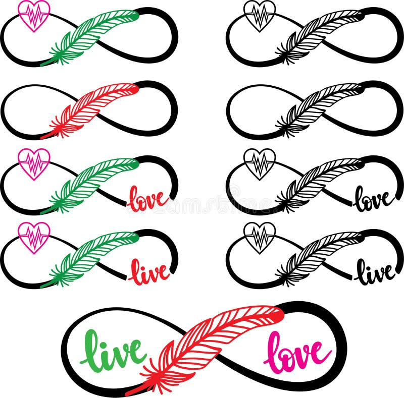 Infinity Feather, Live, Love, Infinity Symbol Stock Vector ...