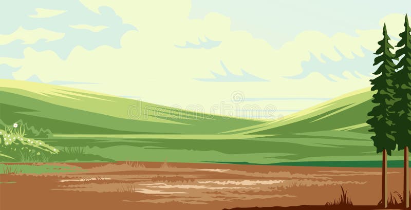 View of Agricultural Fields and Empty Land Stock Vector - Illustration ...