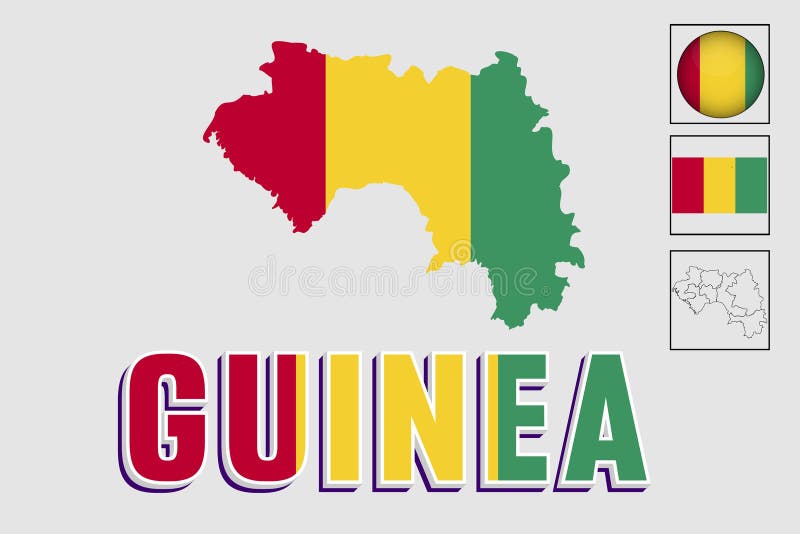 Guinea Flag and Map in a Vector Graphic Stock Vector - Illustration of ...