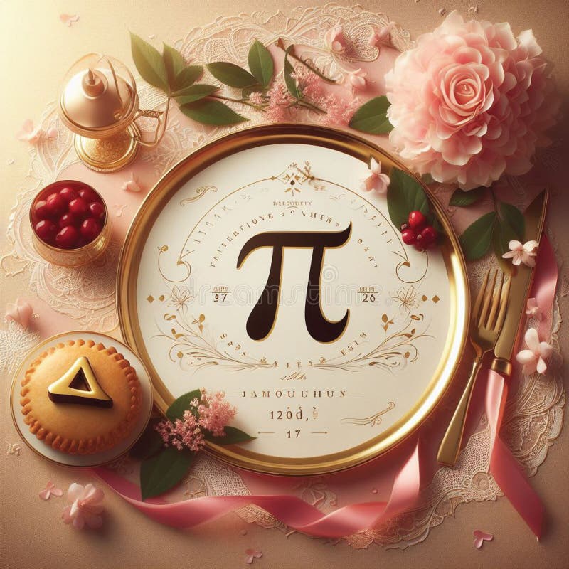 Elegant Pi Day Greeting Card with Pi Symbol Stock Illustration ...