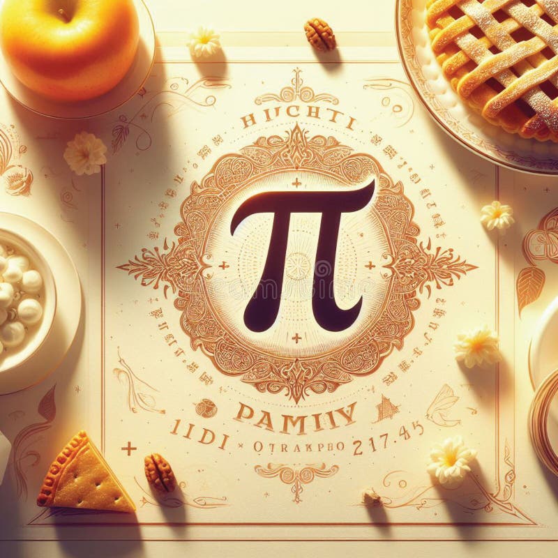 Elegant Pi Day Greeting Card with Pi Symbol Stock Illustration ...
