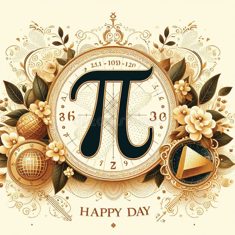Elegant Pi Day Greeting Card with Pi Symbol Stock Illustration ...