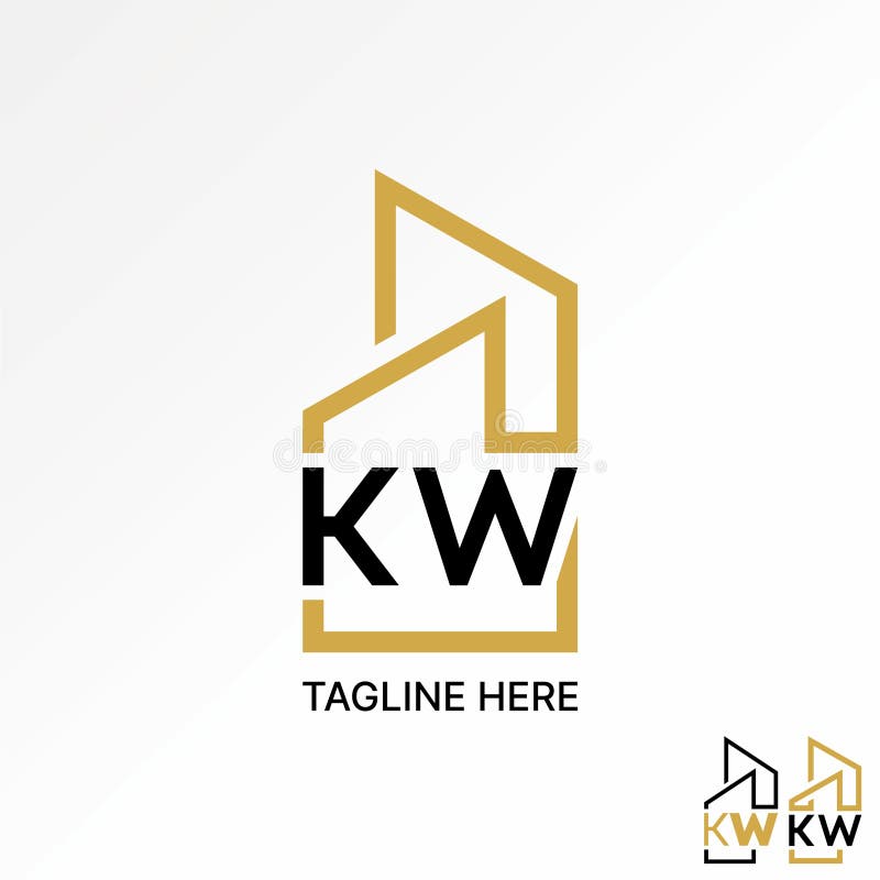 Abstract Icon Initial Letter KW Font Line Home Building Related ...