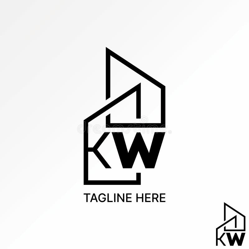 Initial Letter KW Font Line Home Building Related Typography ...