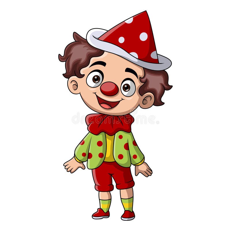 Cute Boy Wearing Costume Clown Stock Vector - Illustration of childhood ...