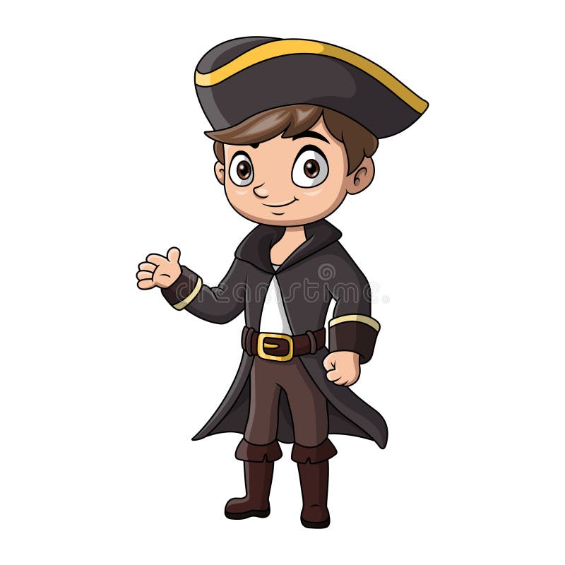 Cute Boy Wearing Costume Captain Stock Vector - Illustration of ...