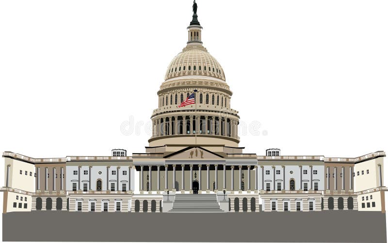 Vector Illustration of the United States Capitol is the Building L ...