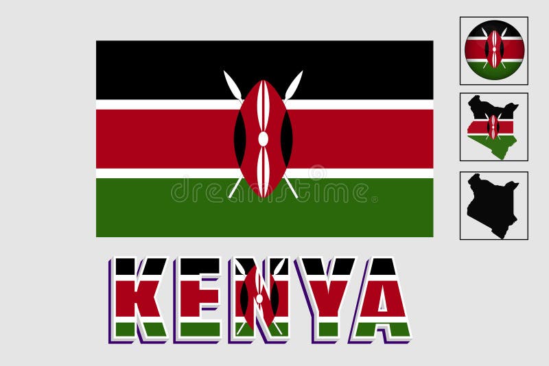 Kenya Flag and Map in a Vector Graphic Stock Vector - Illustration of ...