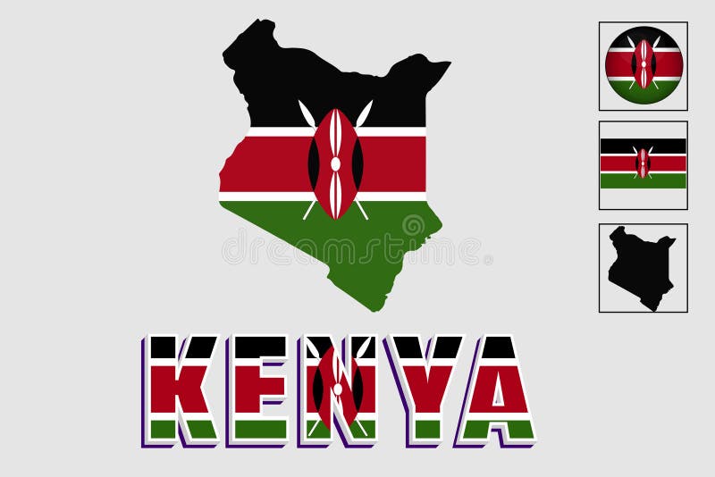 Kenya Flag and Map in a Vector Graphic Stock Vector - Illustration of ...