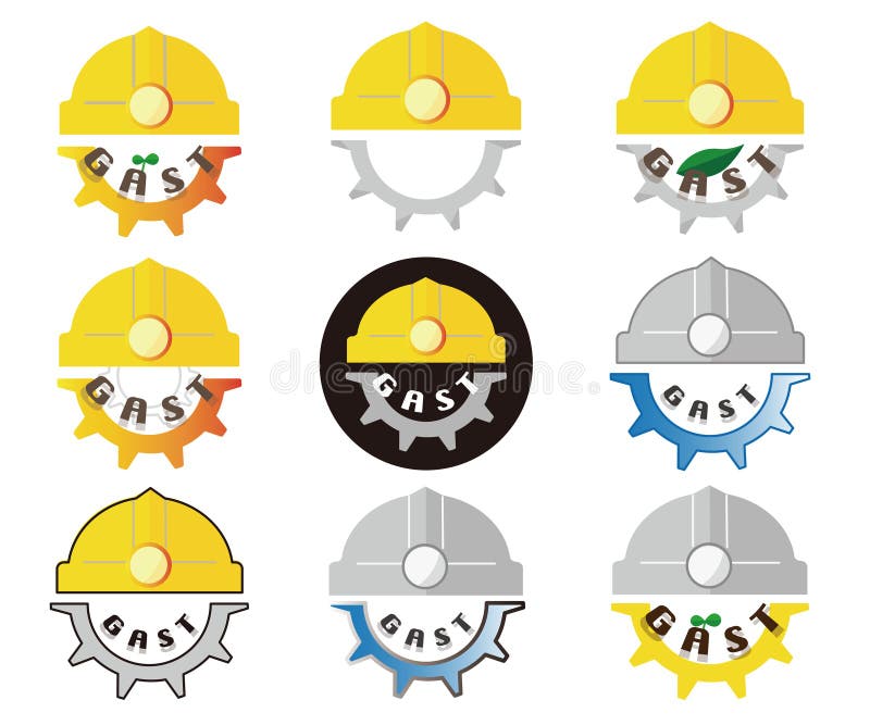 Construction Related Logo Helmet and Gear Icon Set Illustration ...