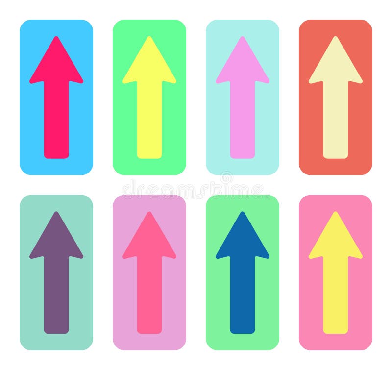Set of Forward Arrows Flat Design in Multiple Colors Stock Vector ...