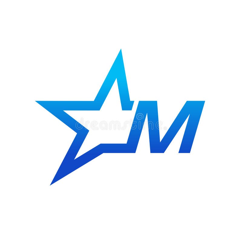 Stylist Illustration Initial M Blue Star Logo Stock Vector ...