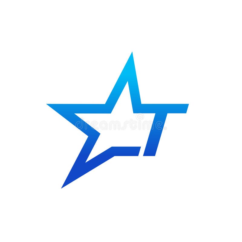 Stylist Illustration Initial T Blue Star Logo Stock Vector ...