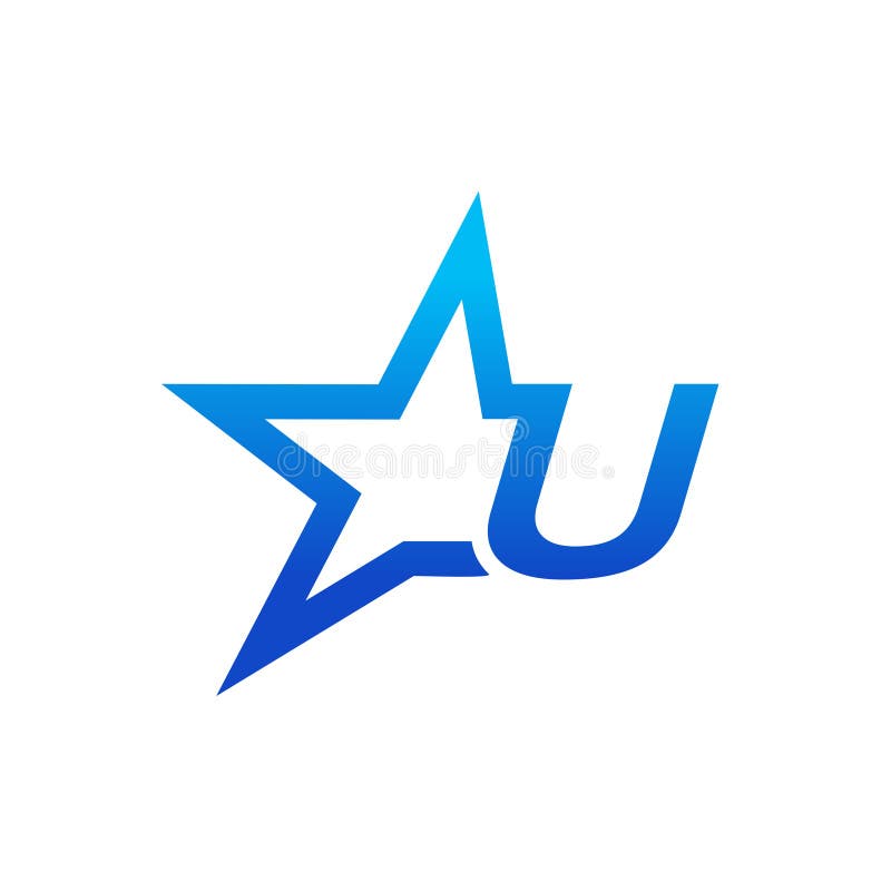 Stylist Illustration Initial U Blue Star Logo Stock Vector ...