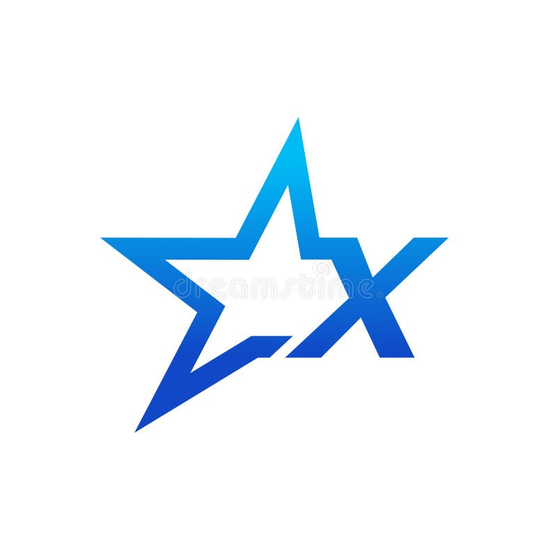 Stylist Illustration Initial X Blue Star Logo Stock Vector ...