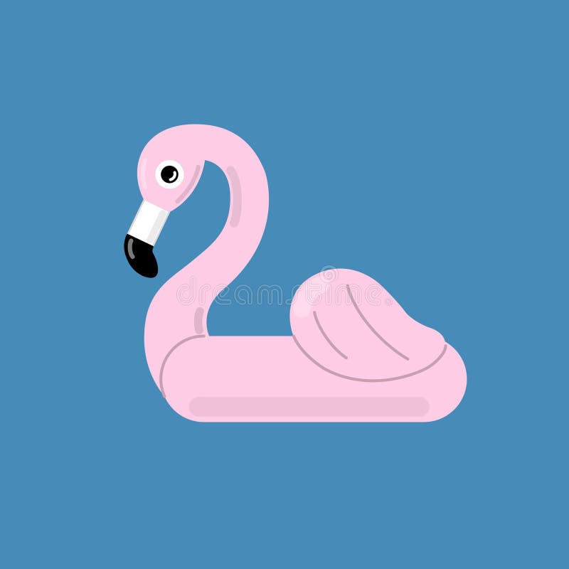 Pink Inflatable Flamingo Icon Isolated on Blue Background. Stock Vector ...