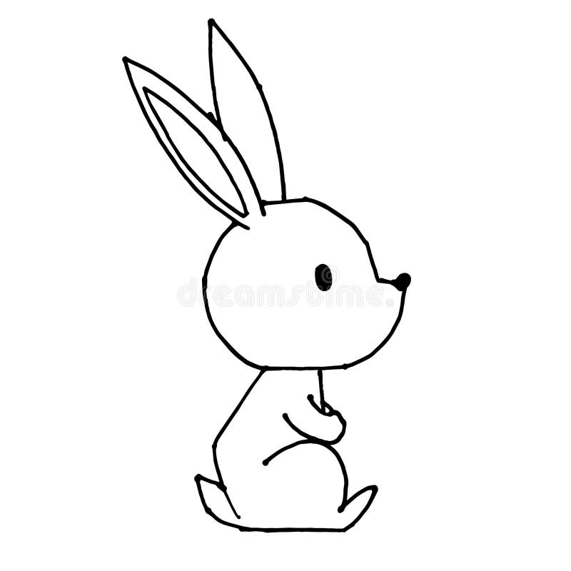 Cute Cartoon Bunny Rabbit Line Icon Isolated on White Background. Stock ...