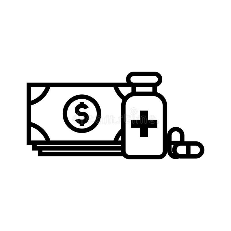 Stack of Money with Medicine, Illustration of Medical Cost Icon Vector ...