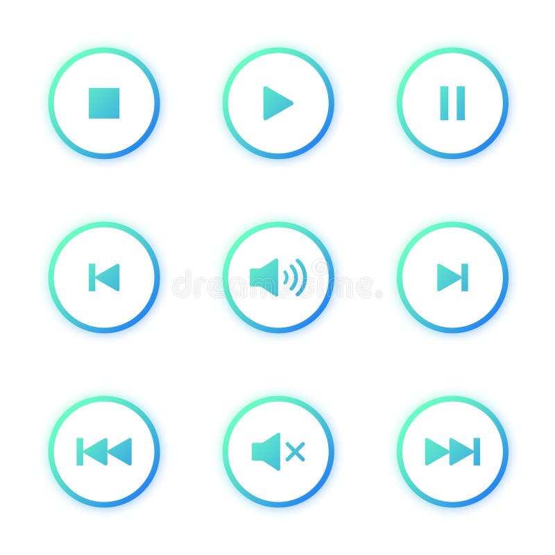 Audio Player Control Button Gradient Set Stock Vector - Illustration of ...