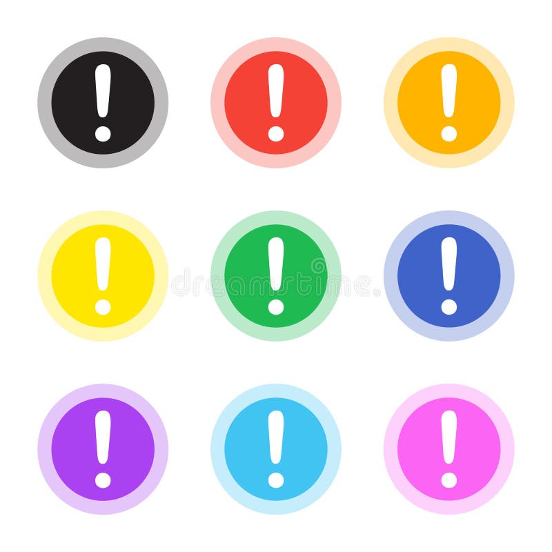 Vector Colorful Exclamation Mark in Circle Icons Stock Illustration ...