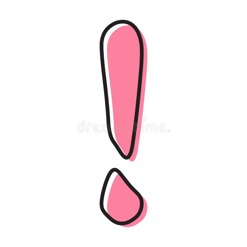 Pink Exclamation Mark with Outline Icon Stock Vector - Illustration of ...