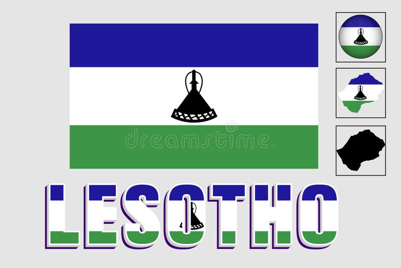 Lesotho Flag and Map in a Vector Graphic Stock Vector - Illustration of ...