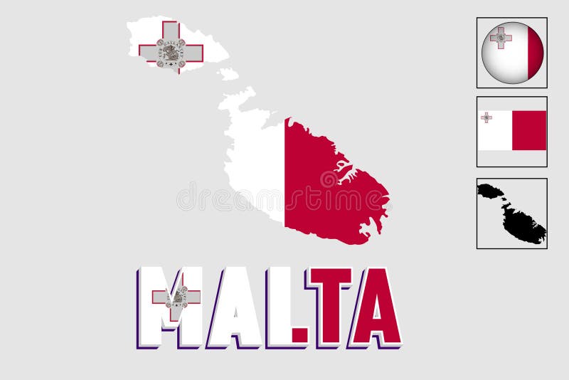 Malta Flag and Map in a Vector Graphic Stock Vector - Illustration of ...