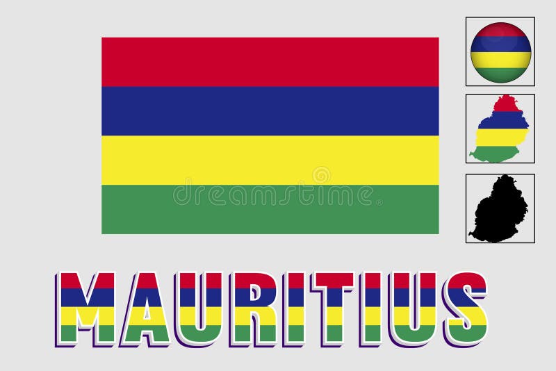 Mauritius Flag and Map in a Vector Graphic Stock Vector - Illustration ...