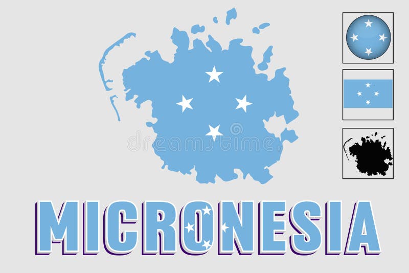 Micronesia Flag and Map in a Vector Graphic Stock Vector - Illustration ...