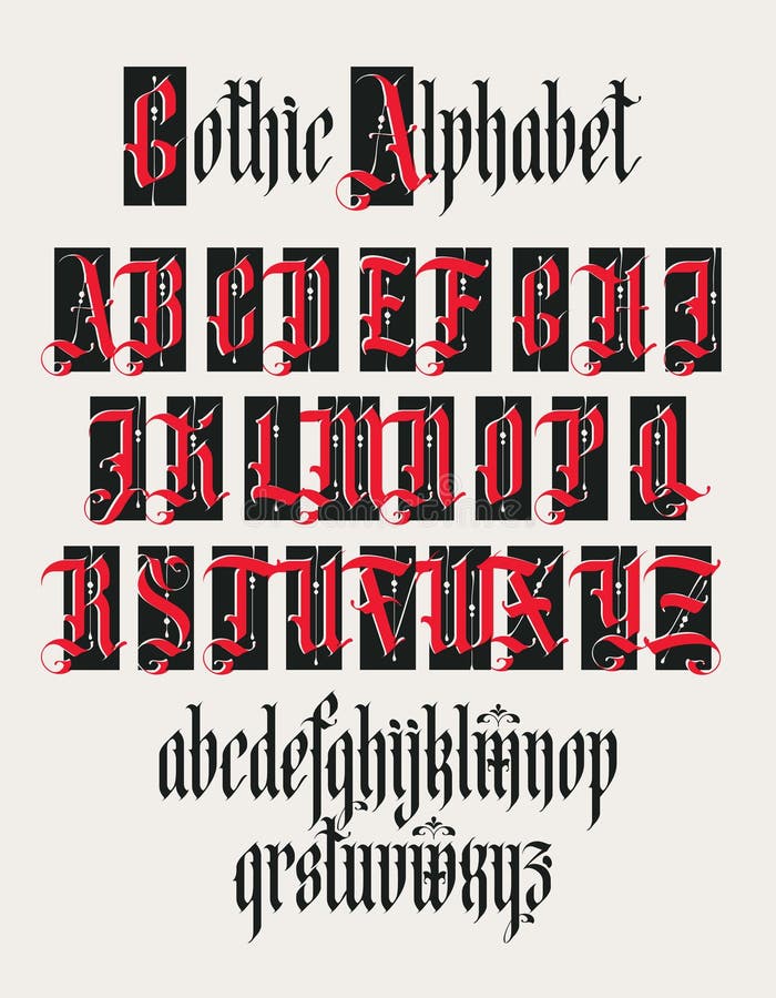Gothic Font. Full Set of Capital Letters of the English Alphabet Stock ...