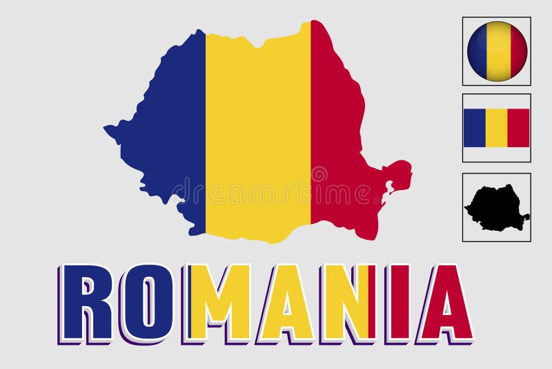 Romania Flag and Map in a Vector Graphic Stock Vector - Illustration of ...