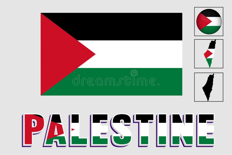 Palestine Flag and Map in a Vector Graphic Stock Vector - Illustration ...