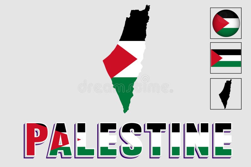 Palestine Flag and Map in a Vector Graphic Stock Vector - Illustration ...