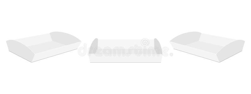 Empty Paper Tray Boxes Mockup with Arc Edges, Front Side View Stock ...